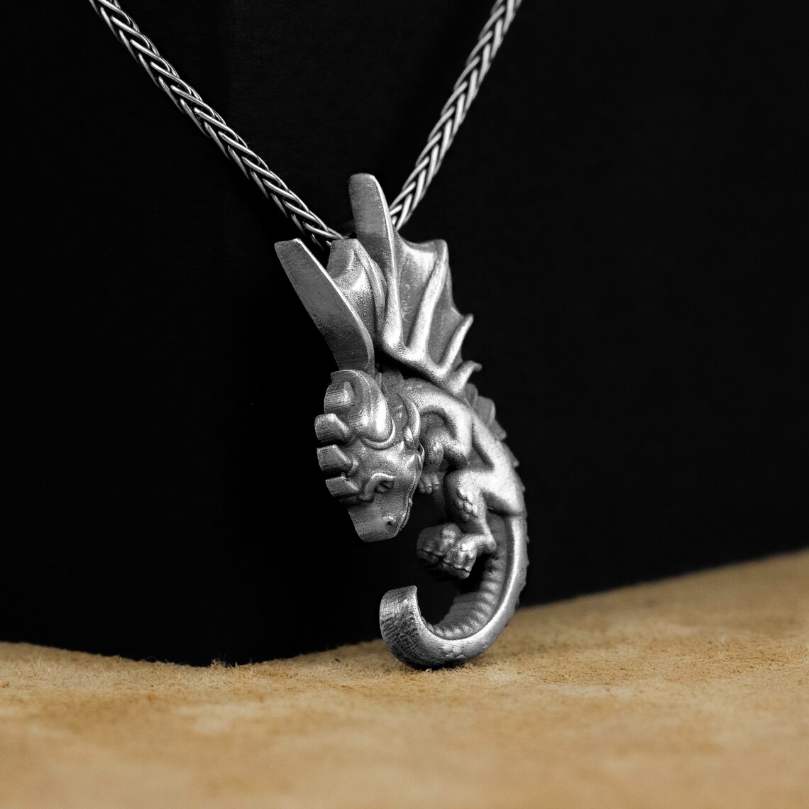 Dragon Pendant, Baby Dragon Unique Silver Necklace, Silver Mythology ...