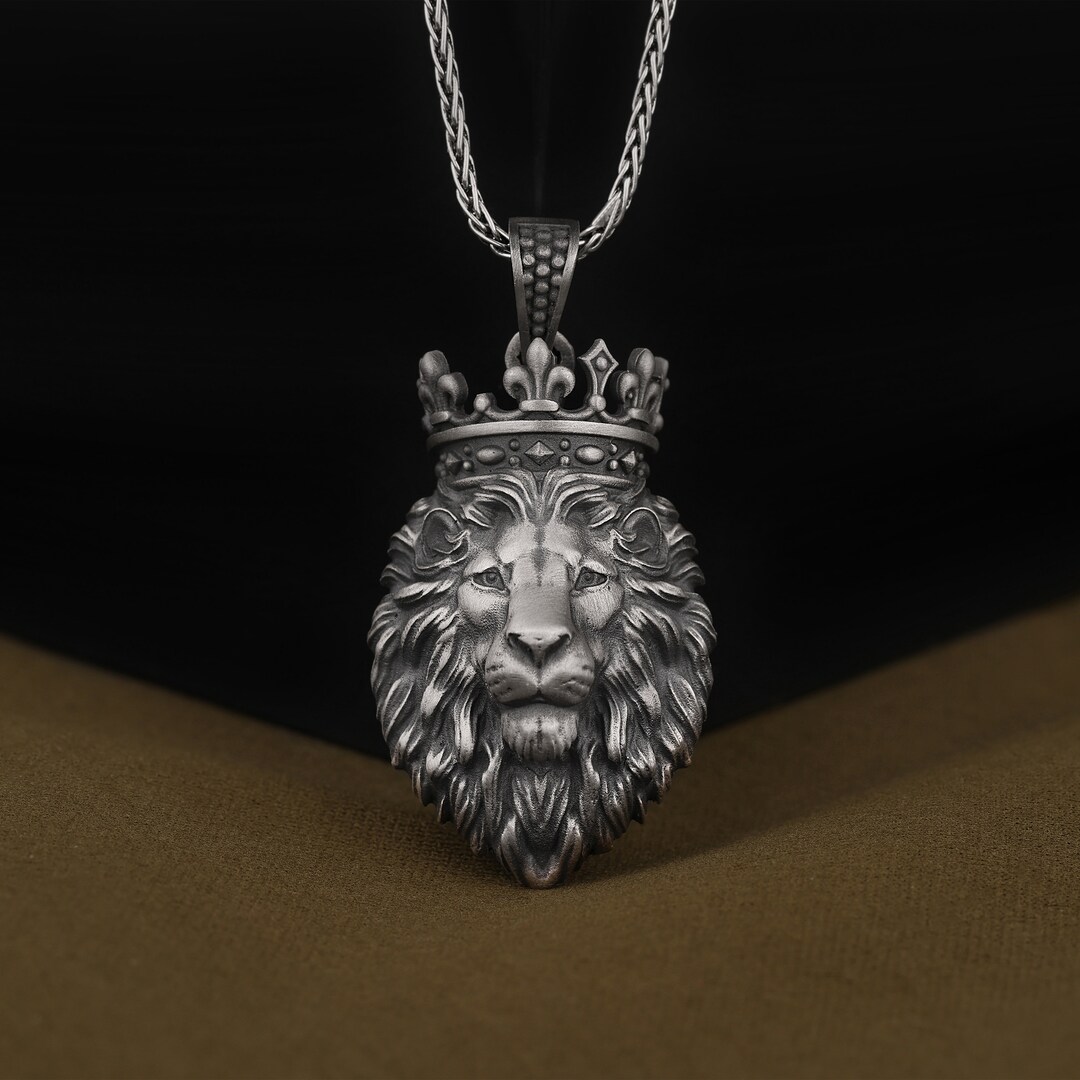 Eye Catching Crowned Lion Pendant in 925 Sterling Silver, Handmade ...
