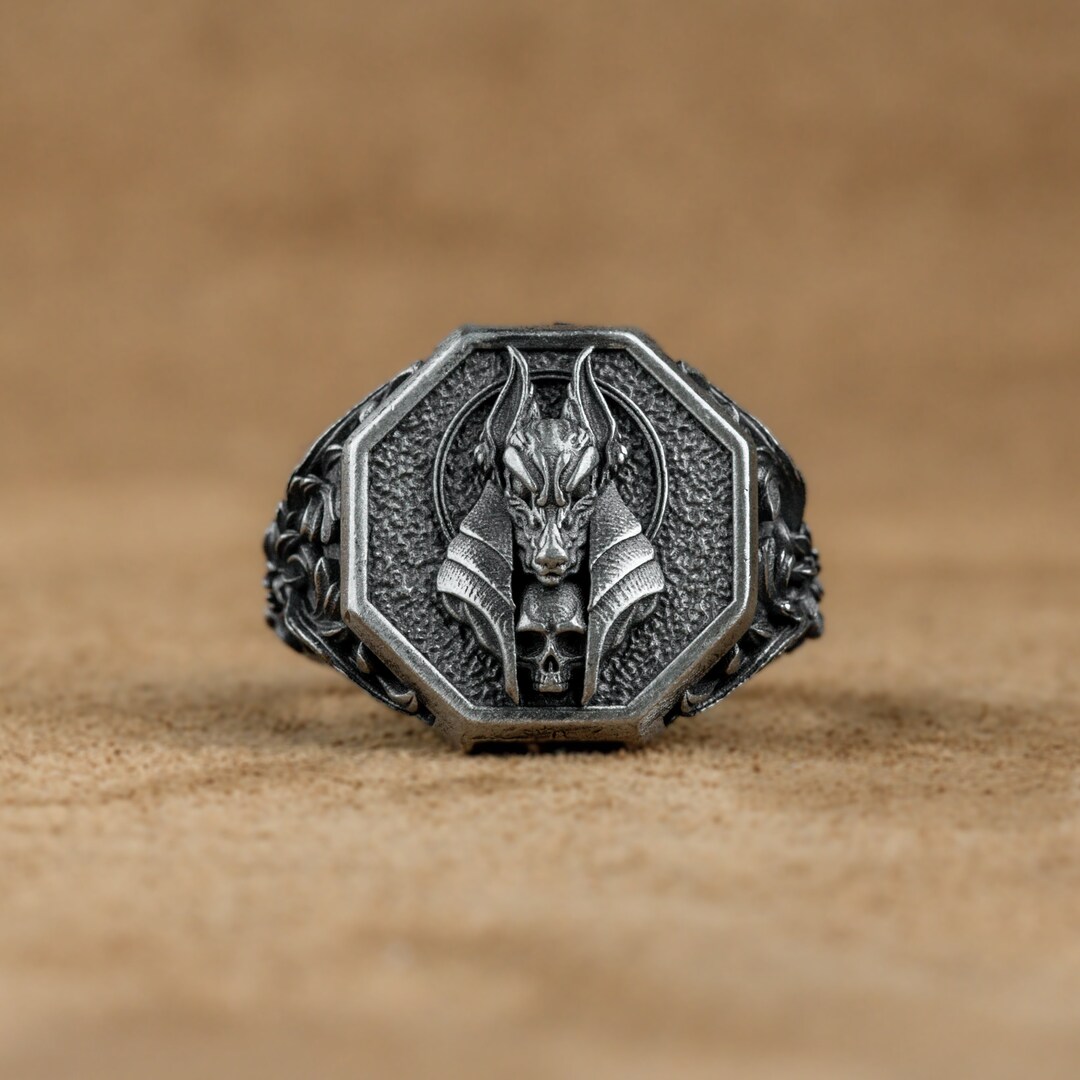 Unique Seth Men Ring, Egyptian Goddess Seth With Skull Silver Ring ...