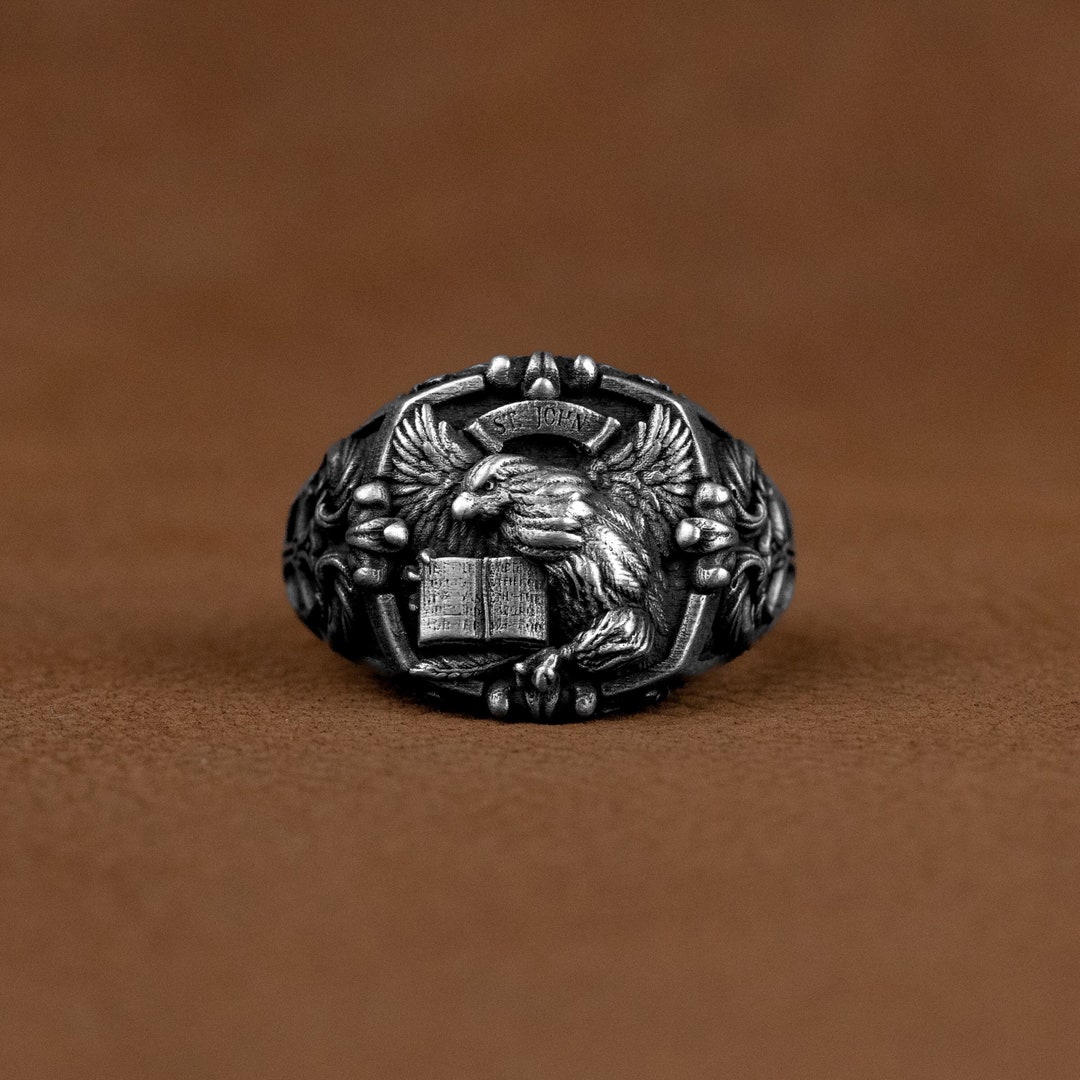 Apostle Silver Men Ring, Eagle of Saint John Apostle Silver Ring ...