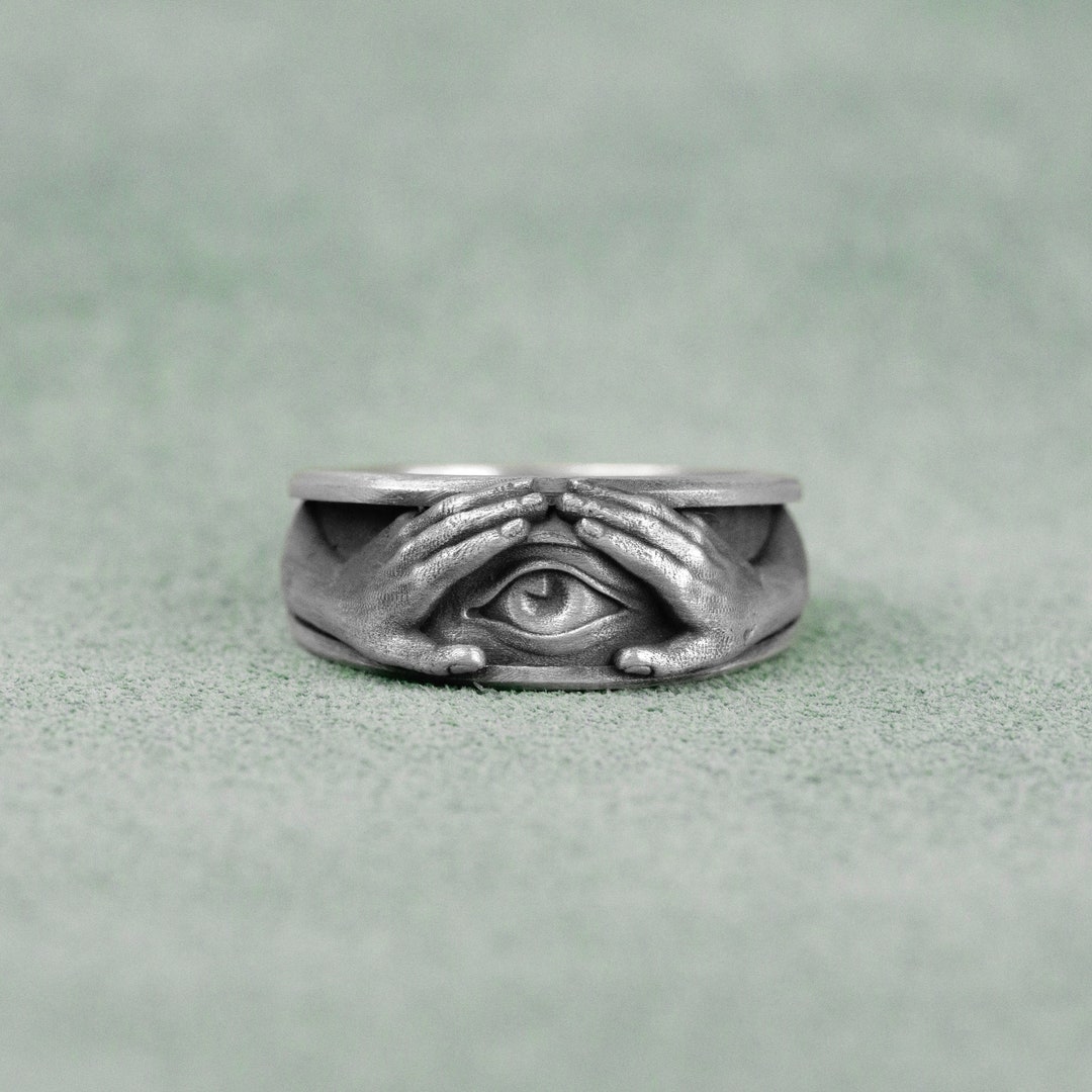 Mosonic Sivler Ring, Eye of Providence Silver Ring, Mosonic Symbol Eye ...