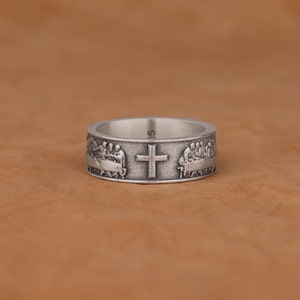 Handmade the Last Supper Art Ring With a Cross in 925 Sterling Silver ...