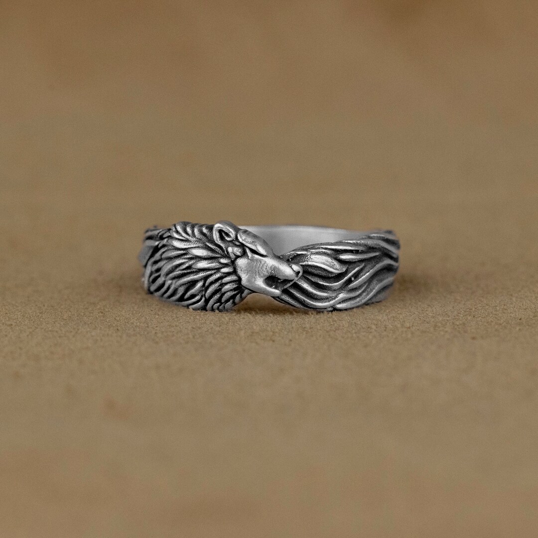 One of a Kind Ouroboros Wolf Eating Its Tale Ring in 925 Sterling ...