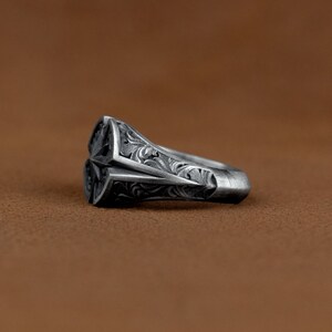 Compass Silver Ring, Windrose Star Compass Men Ring, Compass Traveler ...