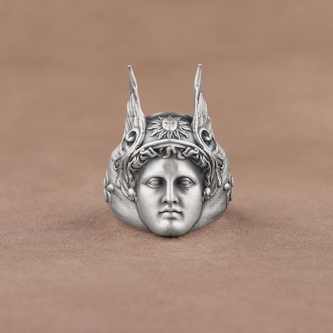 Greek Mythology God Hermes Ring, Caduceus Engraved Hermes Ring in 925 ...