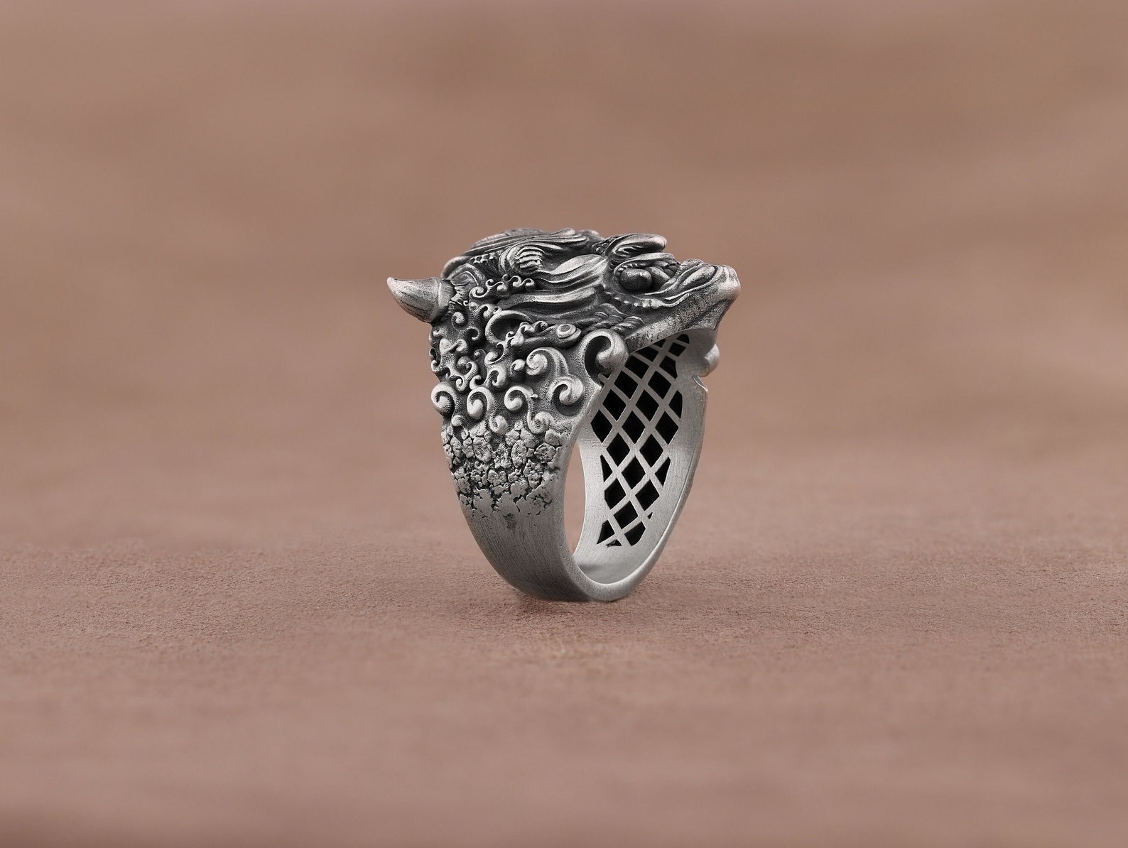 Japanese Hannya Mask Statement Ring Handmade Sterling Silver - Etsy