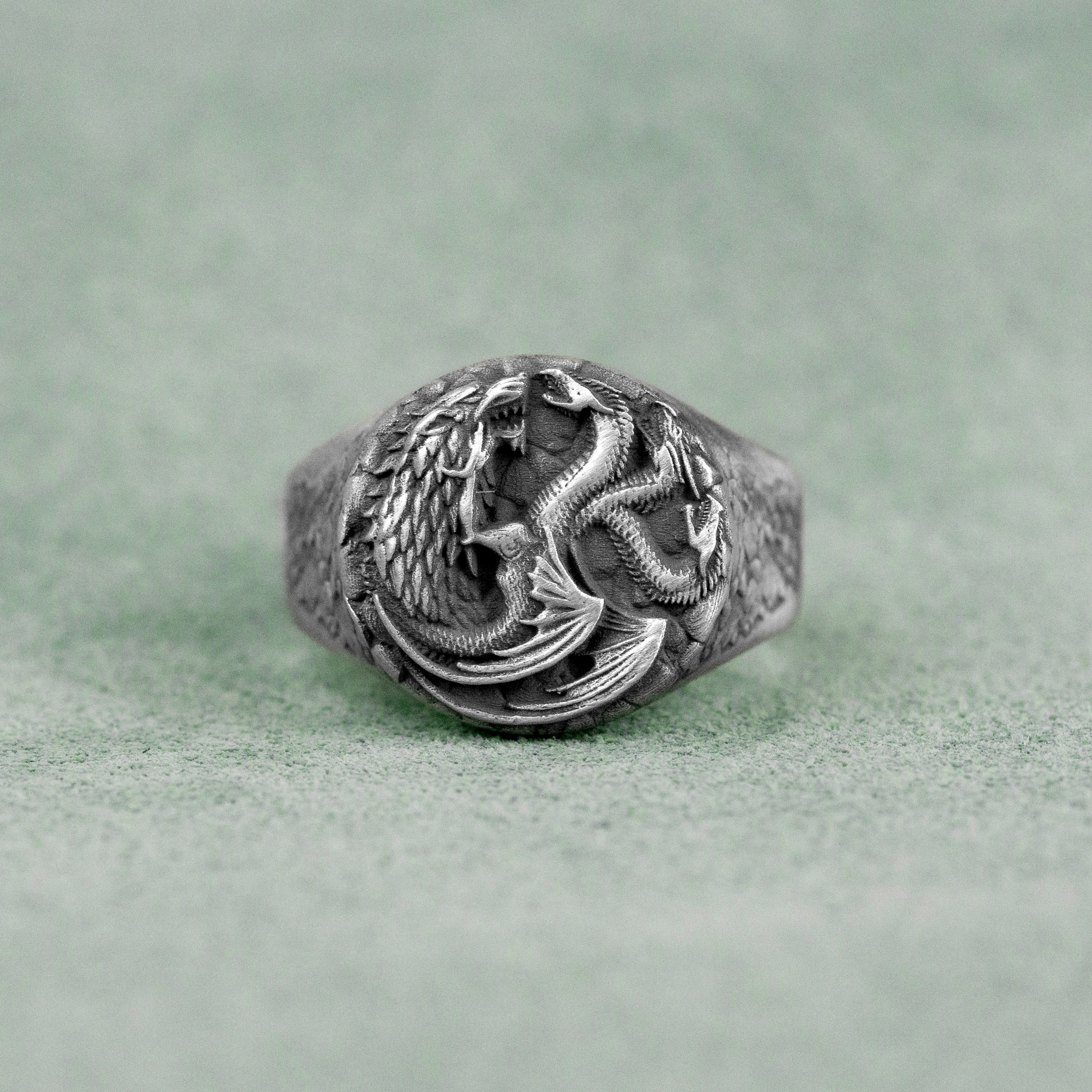 Targaryen Silver Men Ring, Targaryen Dragon and Stark Targaryen Wolf ...
