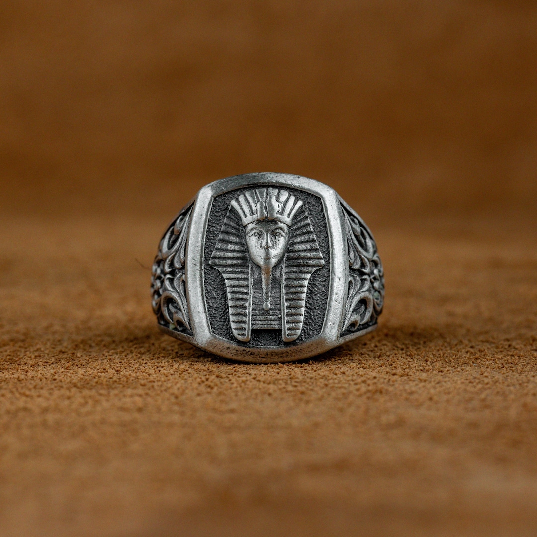 Ancient Egypt Pharaoh King Tutankhamun Signet Silver Ring, Egyptian ...