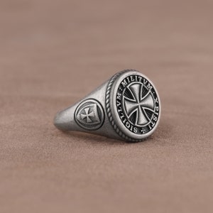 Handmade Templar Cross Wedding Band, Knight Templar Silver Ring ...