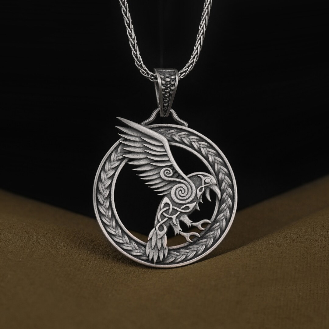 Elegant Norse Raven Medallion in Sterling Silver for Mythology Lovers ...