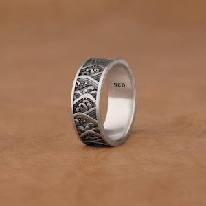 Japanese the Great Wave of Kanagava Engraved Promise Rings for Couples ...