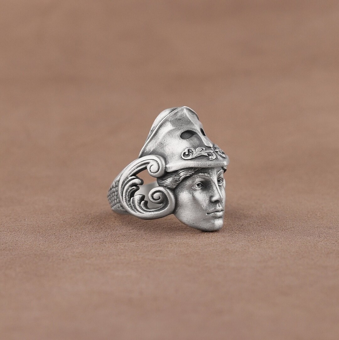 Greek Goddess Athena Ring, Realistic Athena Face and Helmet Signet Ring ...