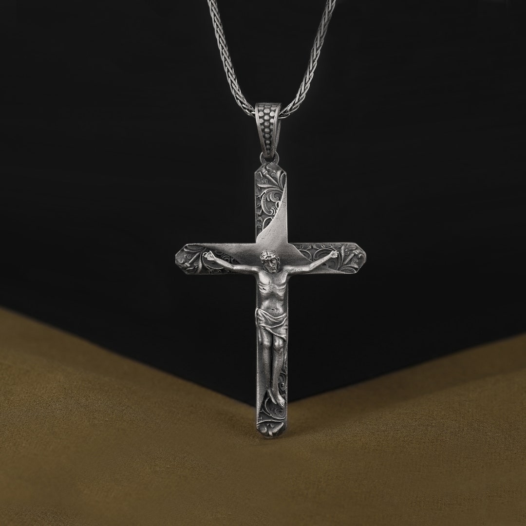 Handmade Jesus of Nazareth on Cross Pendant, Sterling Silver Victorian ...