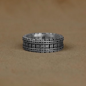 Minimalist Railroad Track Biker Band Ring, Train Track Cool Oxidized ...