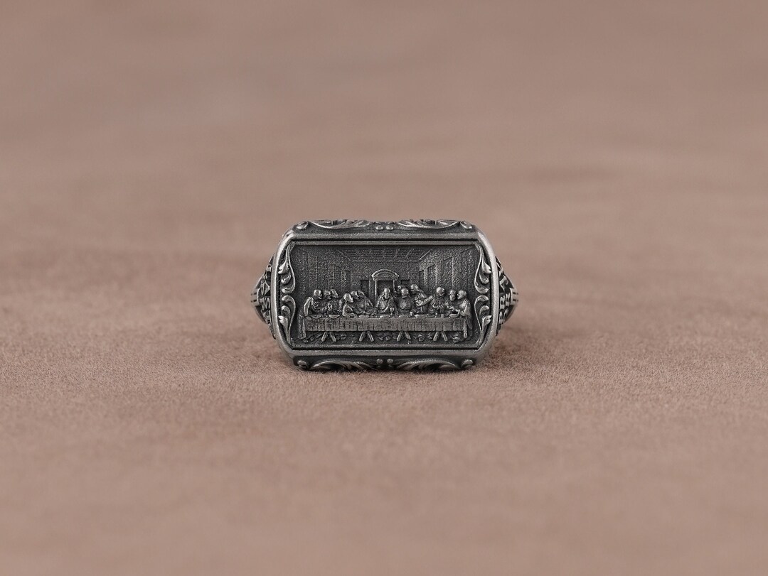 The Last Supper Signet Ring Jesus Christ Leonardo Pattern - Etsy