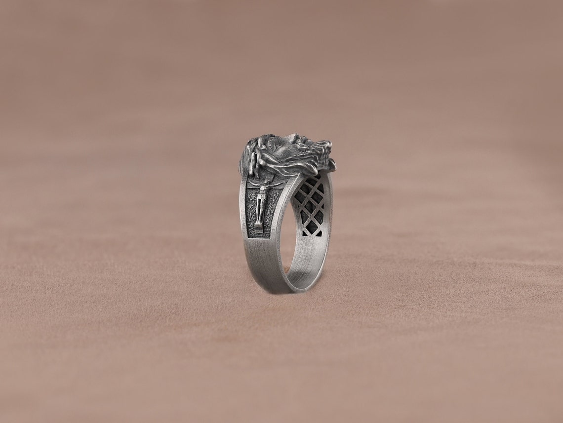 Jesus Christ Face Ring Jesus Anillo Rostro Ring Men Signet - Etsy