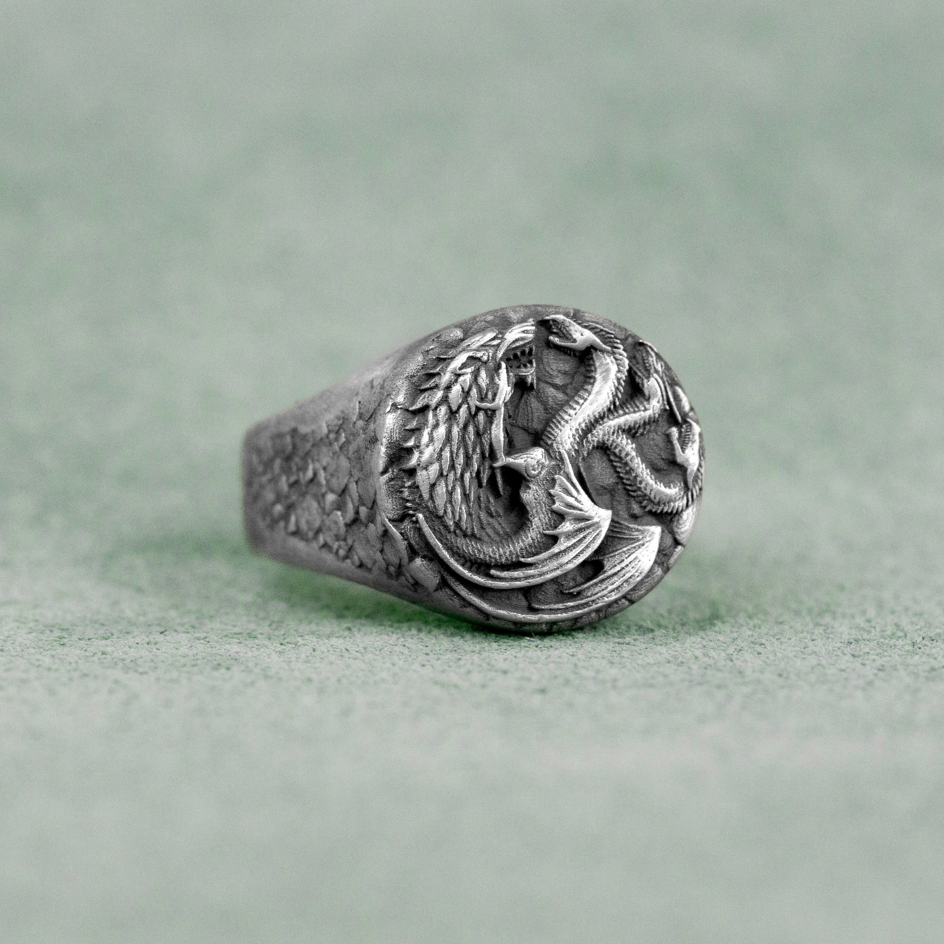 Targaryen Silver Men Ring, Targaryen Dragon and Stark Targaryen Wolf ...