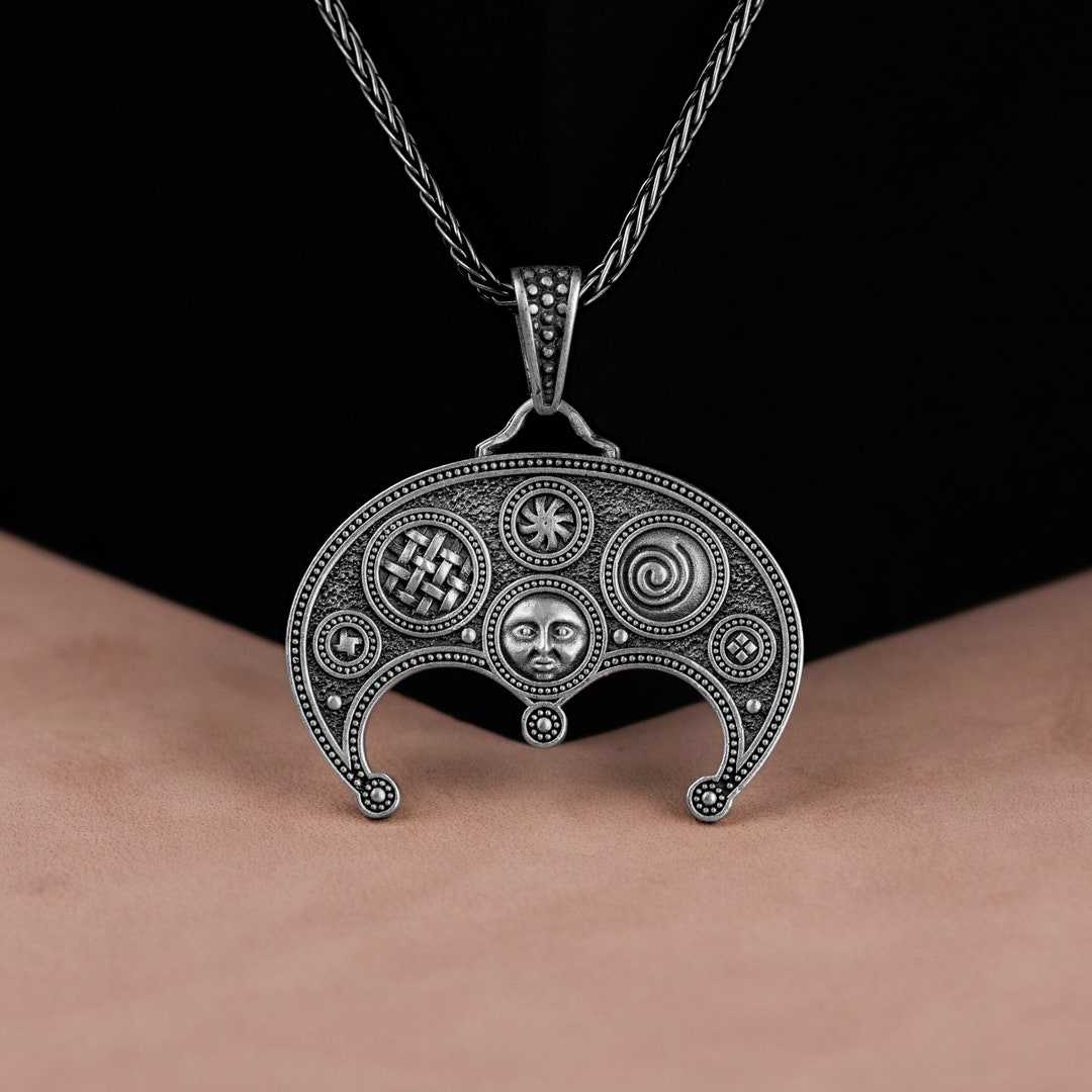 Viking Moon Neckalce, Slavic Crescent Moon Pendant, Ancient Symbol Gift ...