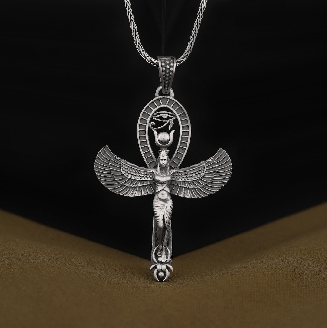 Egyptian Goddess Isis With the Eye of Horus Necklace in Sterling Silver ...