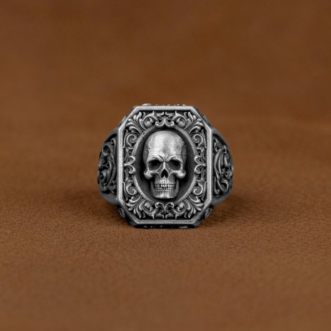 Pagan Style Sivler Ring, Silver Biker Men Ring, Vintage Style Biker ...