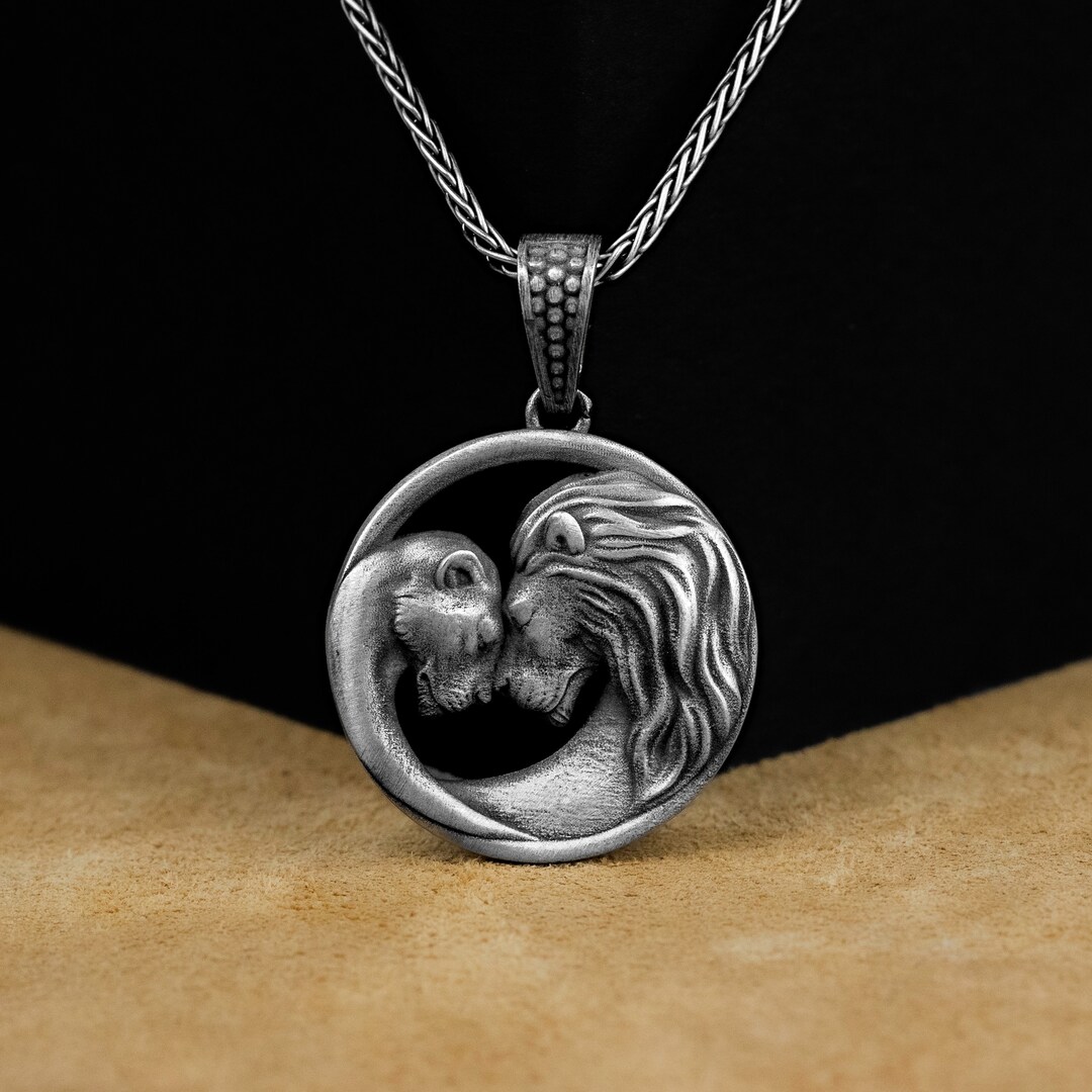 Lioness Pendant, Lion With Lioness Unique Love Necklace, Leo Silver ...