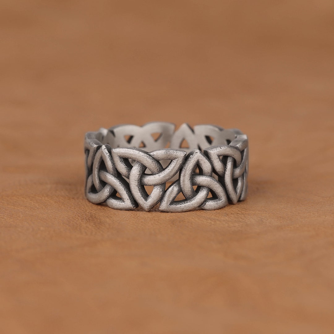 Elegant Celtic Knot Triquetra Viking Wedding Band in Sterling Silver ...