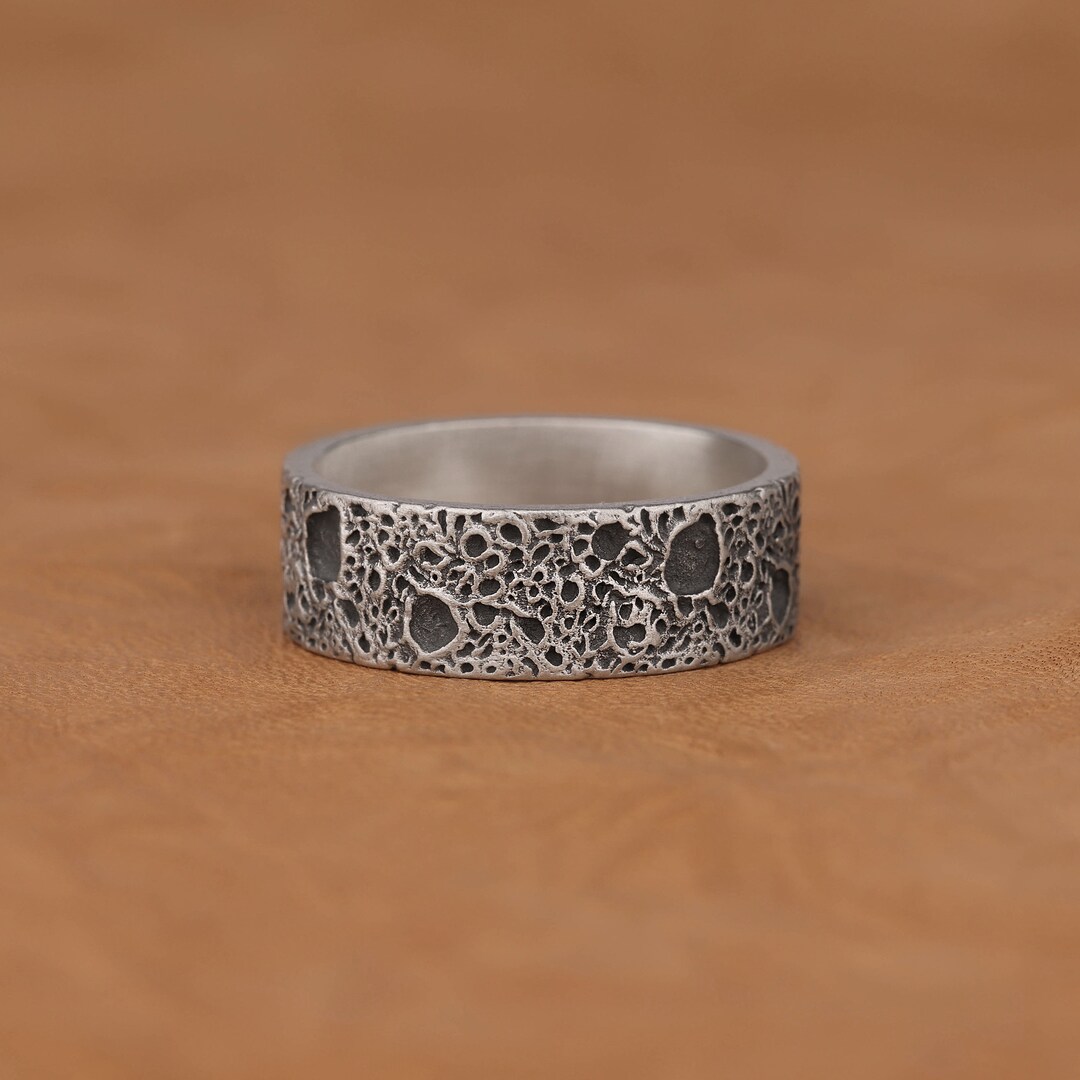 Surface of the Moon 925 Sterling Silver Ring, Handmade Lunar Craters ...