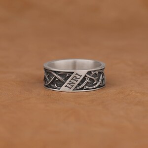 Crown of Thorns and Inrı Engraved Silver Ring, Christian Icon, Jesus ...