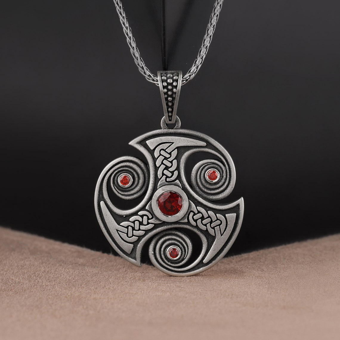 Celtic Silver Pendant, Triskelion Trefot Celtic Totem Men Neckalce ...