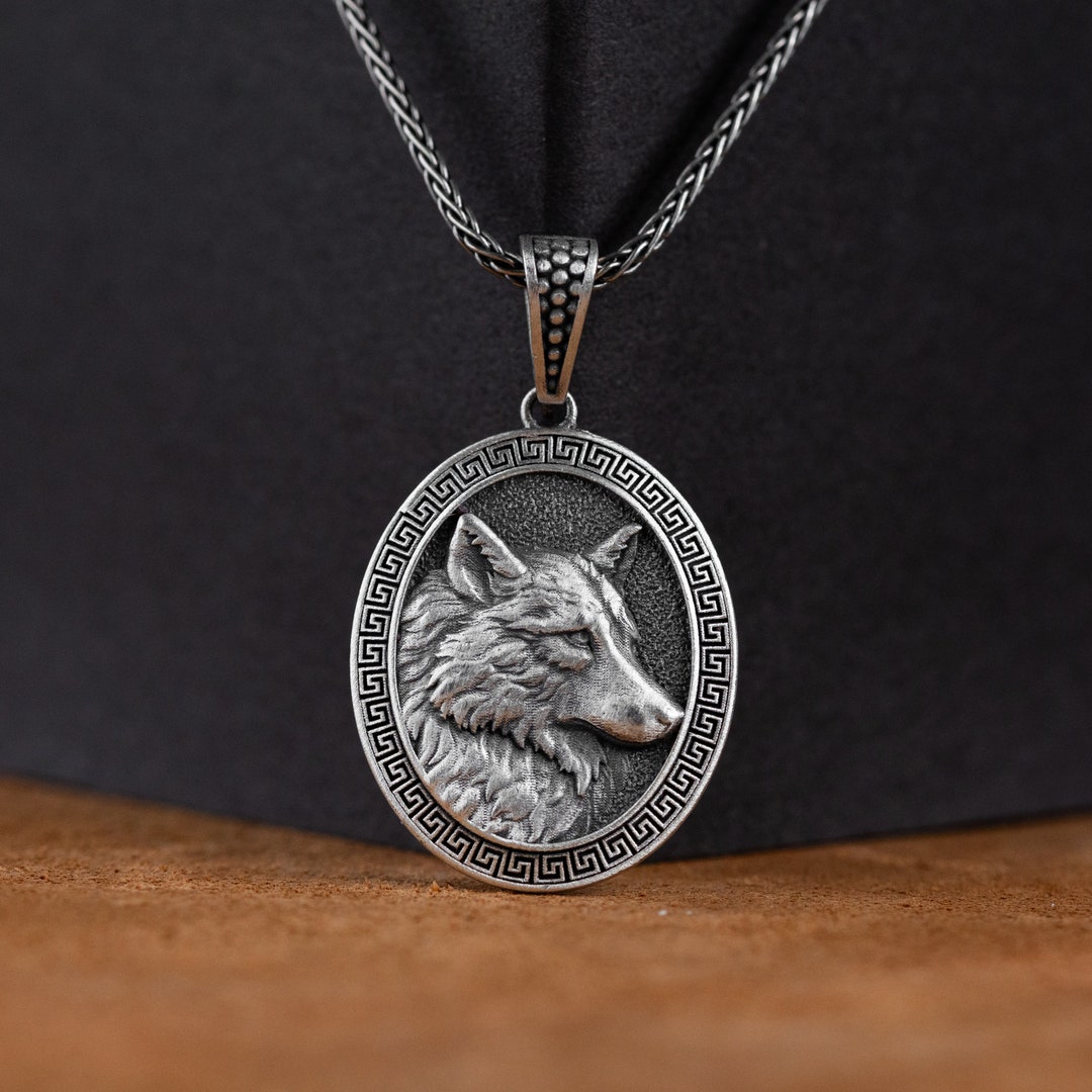 Personalized Wolf Pendant, Silver Wolf Unique Charm Men Necklace ...