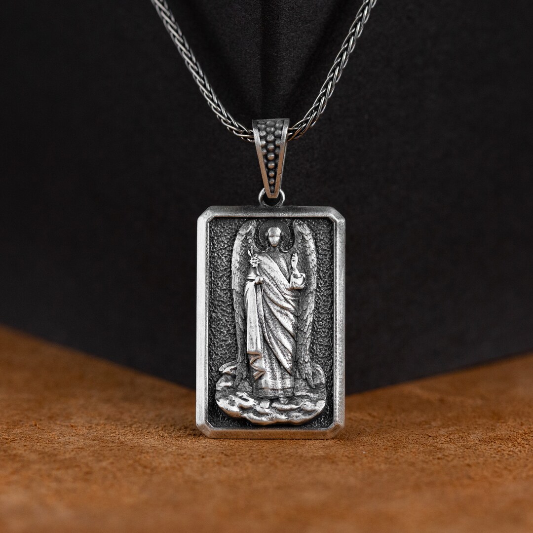 Saint Gabriel Pendant, St Gabriel the Archangel Personalized Silver ...