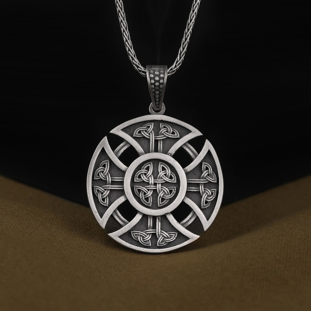 Triquetra Knot in Celtic Cross Pendant in 925 Sterling Silver, Handmade ...