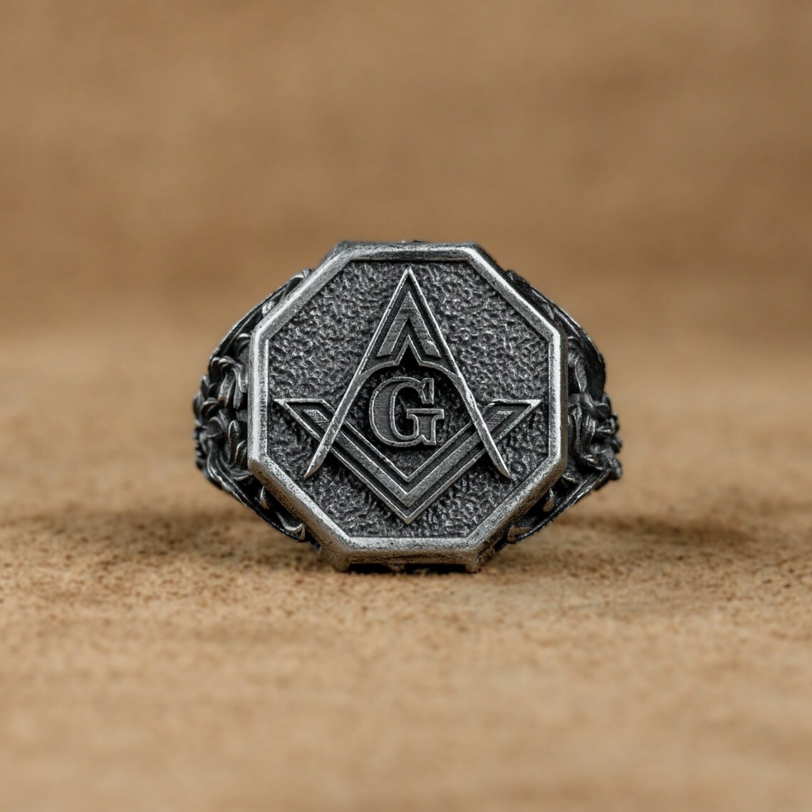 Silver Masonic Ring, Signet Men Ring With Masonic Symbol , Freemason ...