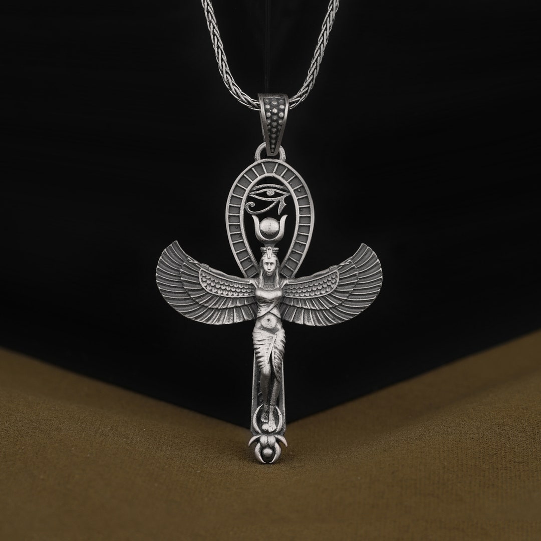 Egyptian Goddess Isis With the Eye of Horus Necklace in Sterling Silver ...