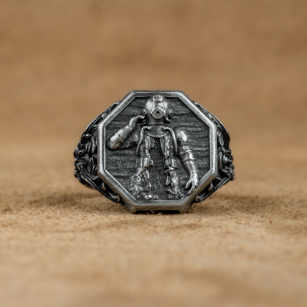 Scuba Diving Silver Men Ring, Scuba Water Sport Gift for Boyfriend ...