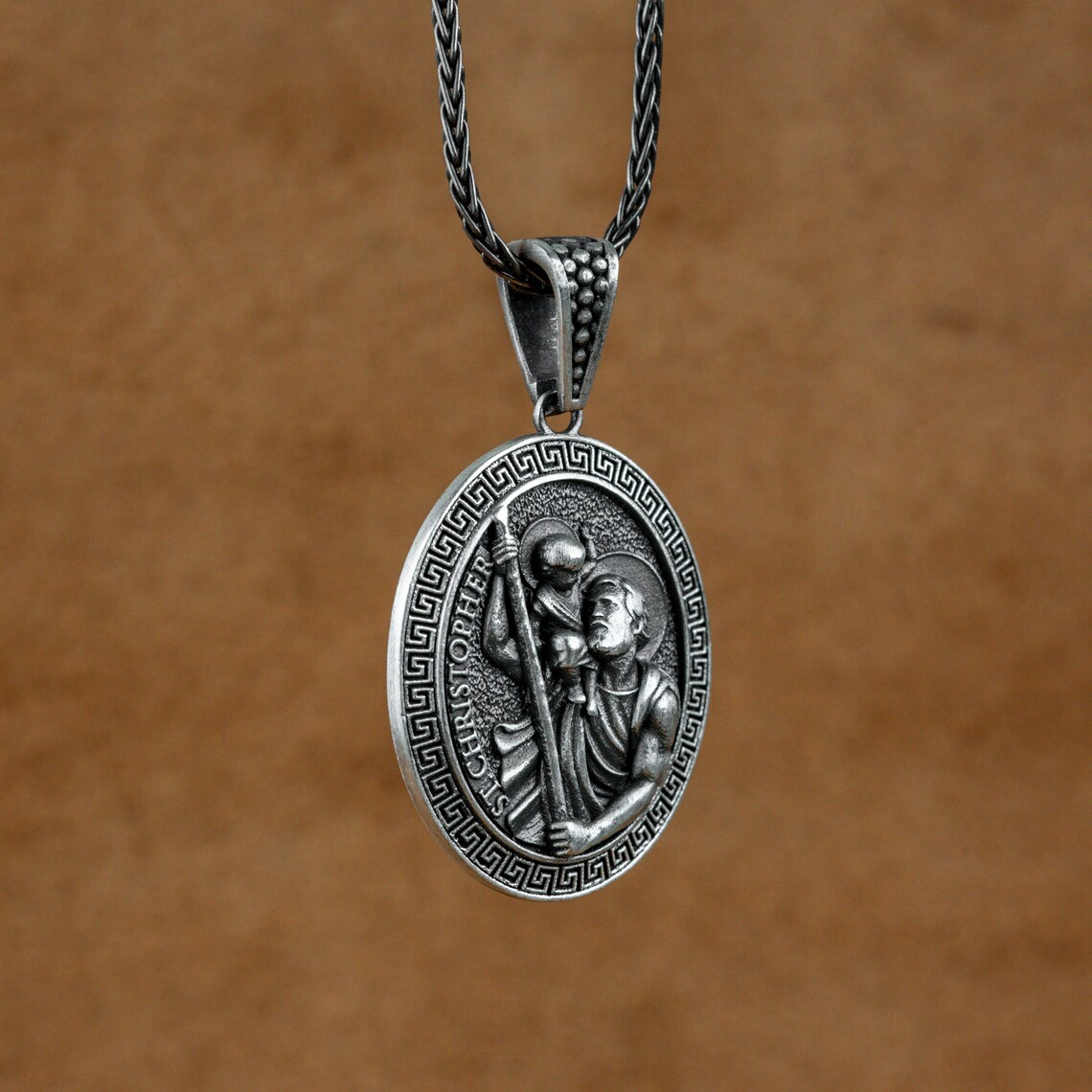Saint Christopher Silver Necklace, Handmade St Christopher Pendant ...