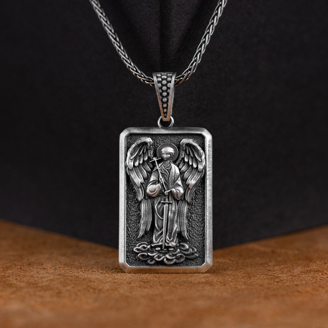 Saint Gabriel Pendant, Sterling Silver Saint Gabriel Personalized Men ...