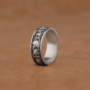 Skulls in Smoke Gothic Band Ring, Handmade Cool Mens Statement Ring ...