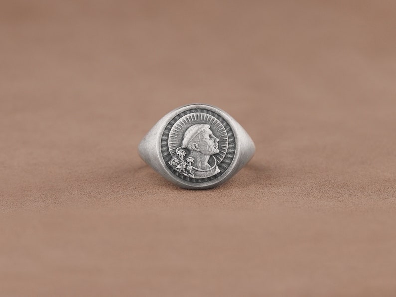 St Anthony of Padua and White Lilies Signet Ring Handmade 925 - Etsy