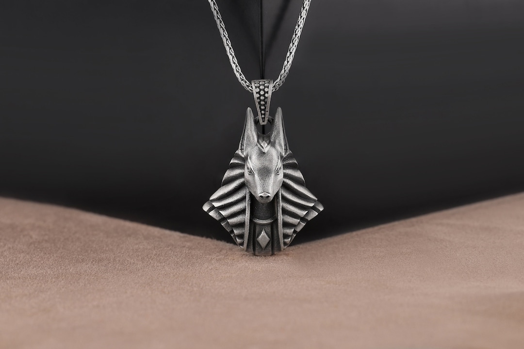 Egyptian Anubis Head Pendant Necklace Oxidized Anubis Head - Etsy