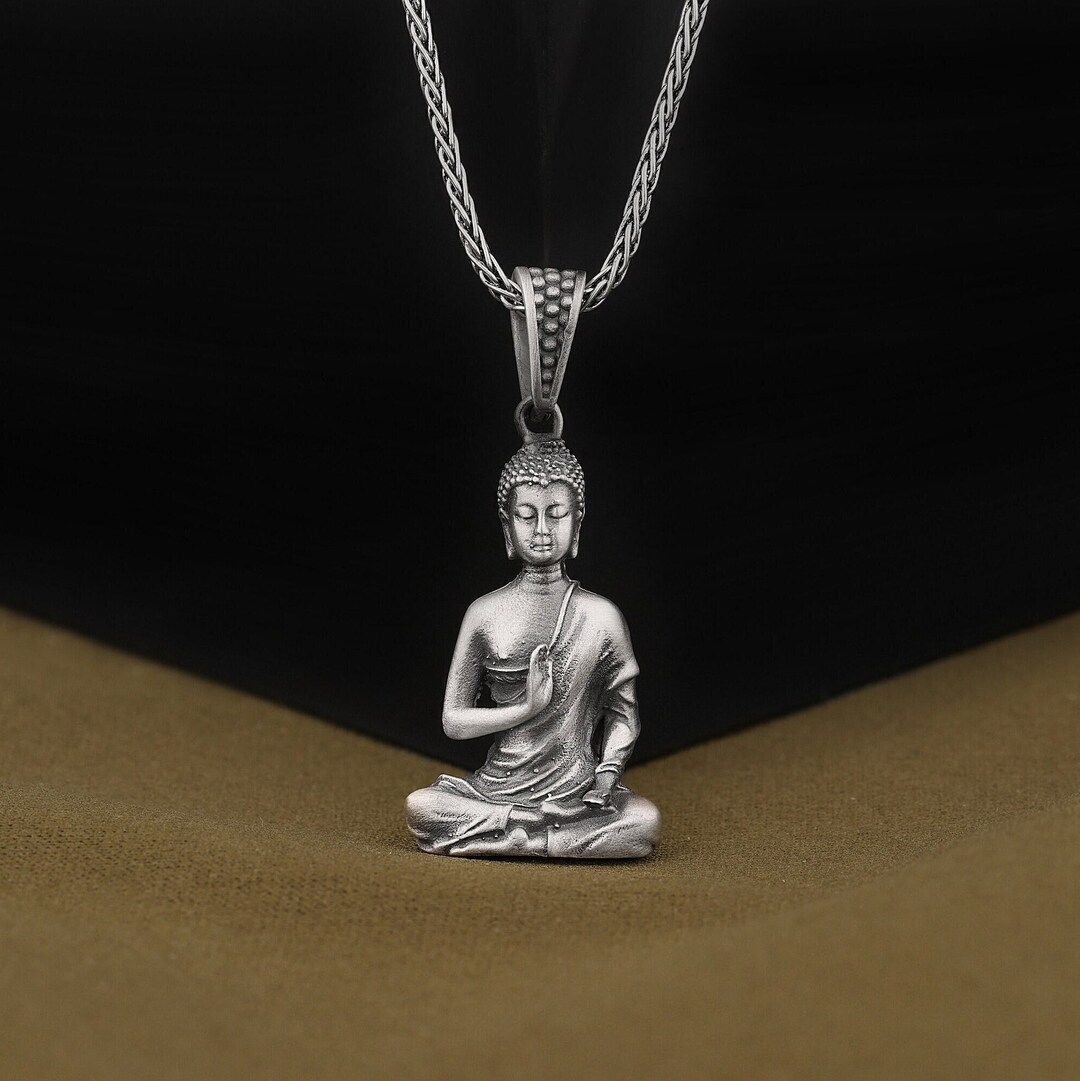 Buddha Siddhartha Gautama Statue Necklace, Handmade 925 Sterling Silver ...