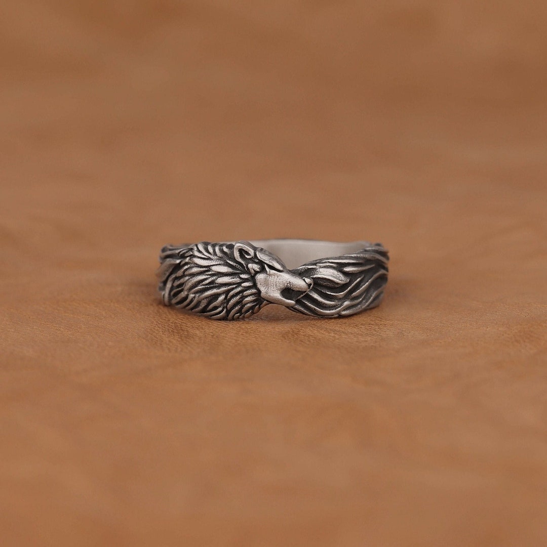 One of a Kind Ouroboros Wolf Eating Its Tale Ring in 925 Sterling ...