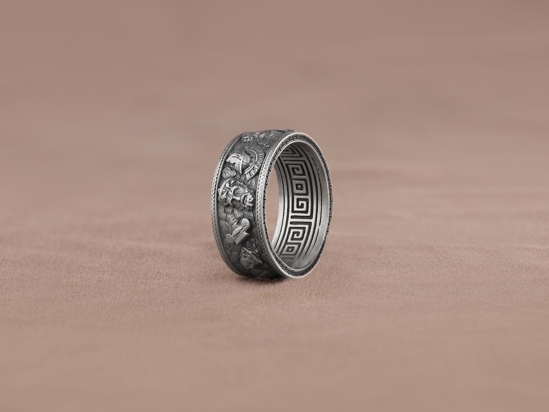 Handmade Greek Mythology Ring, Antique Greek Olympus Gods Statue Ruins ...