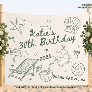Custom 30th Beach Theme Birthday Banner Sign, Thirties Party Wall ...
