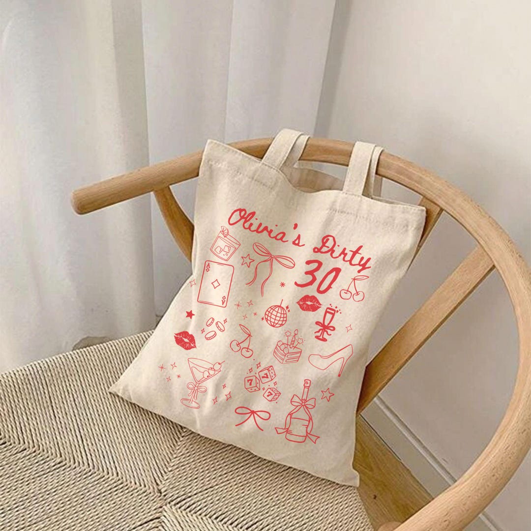 Personalized Dirty Thirty Tote Bag, Friends Matching 30th Birthday ...
