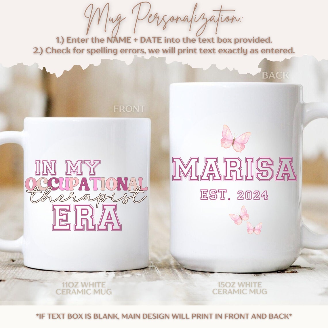 Cute OT Mug Pink Occupational Therapist Coffee Mug in My Therapist Era ...