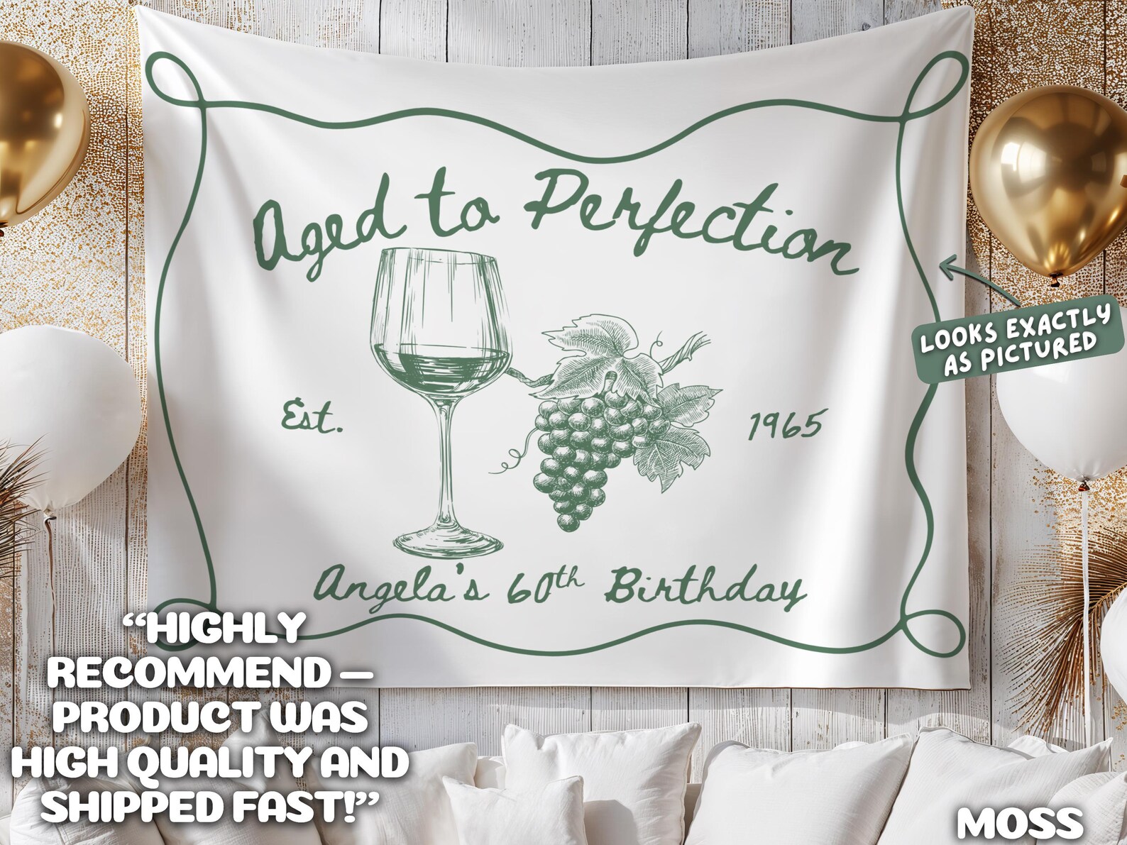 Custom Aged to Perfection Backdrop for 60th Birthday Party Welcome Sign ...