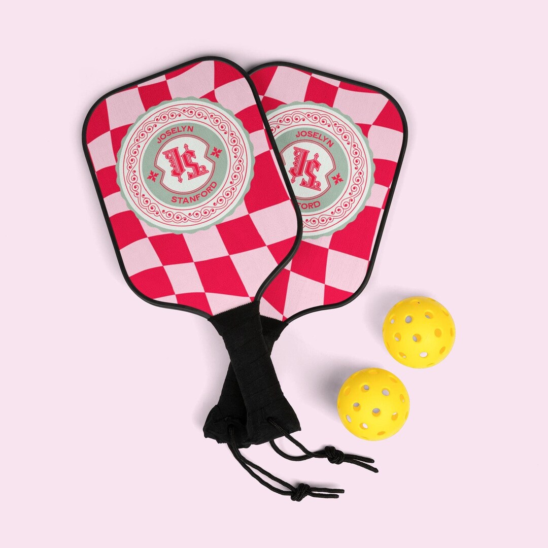 Custom Monogram Pickleball Kit Personalized With Name Pink Pickleball ...