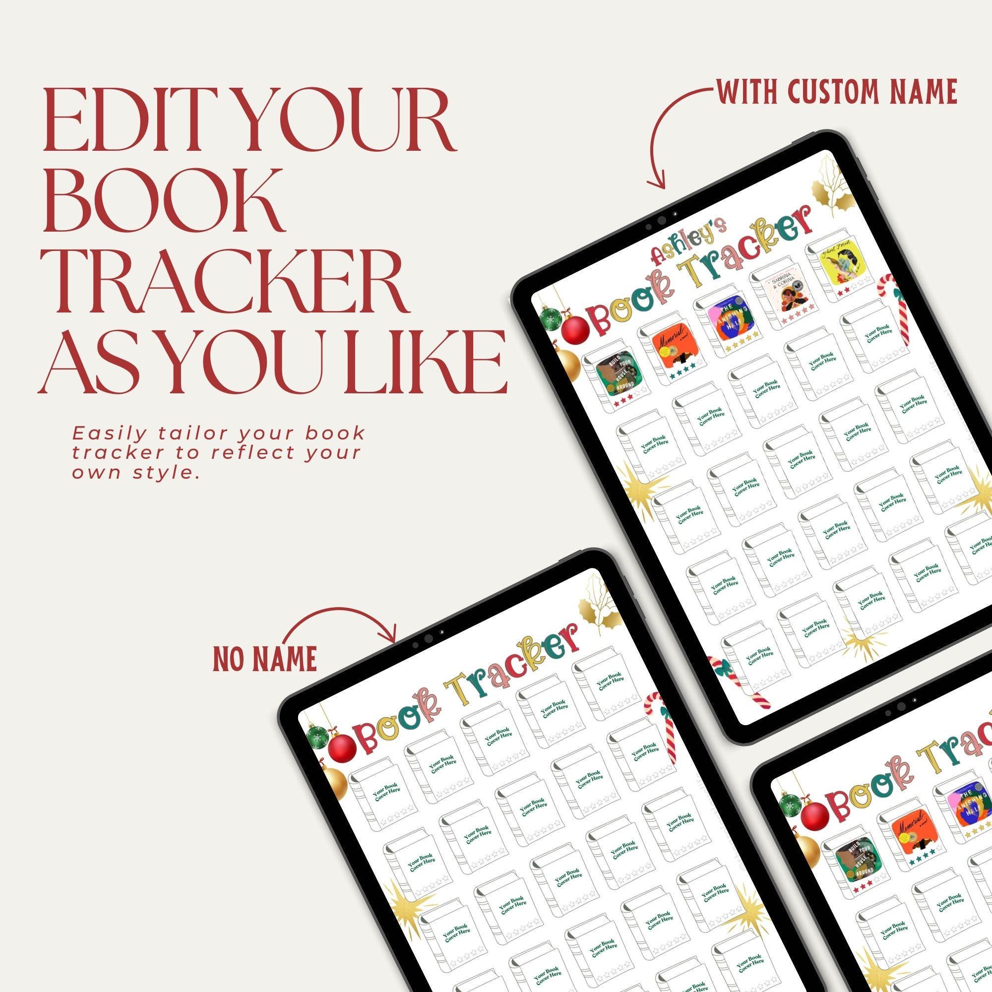 Digital Book Tracker Printable Christmas Theme Planner Page Book Club ...