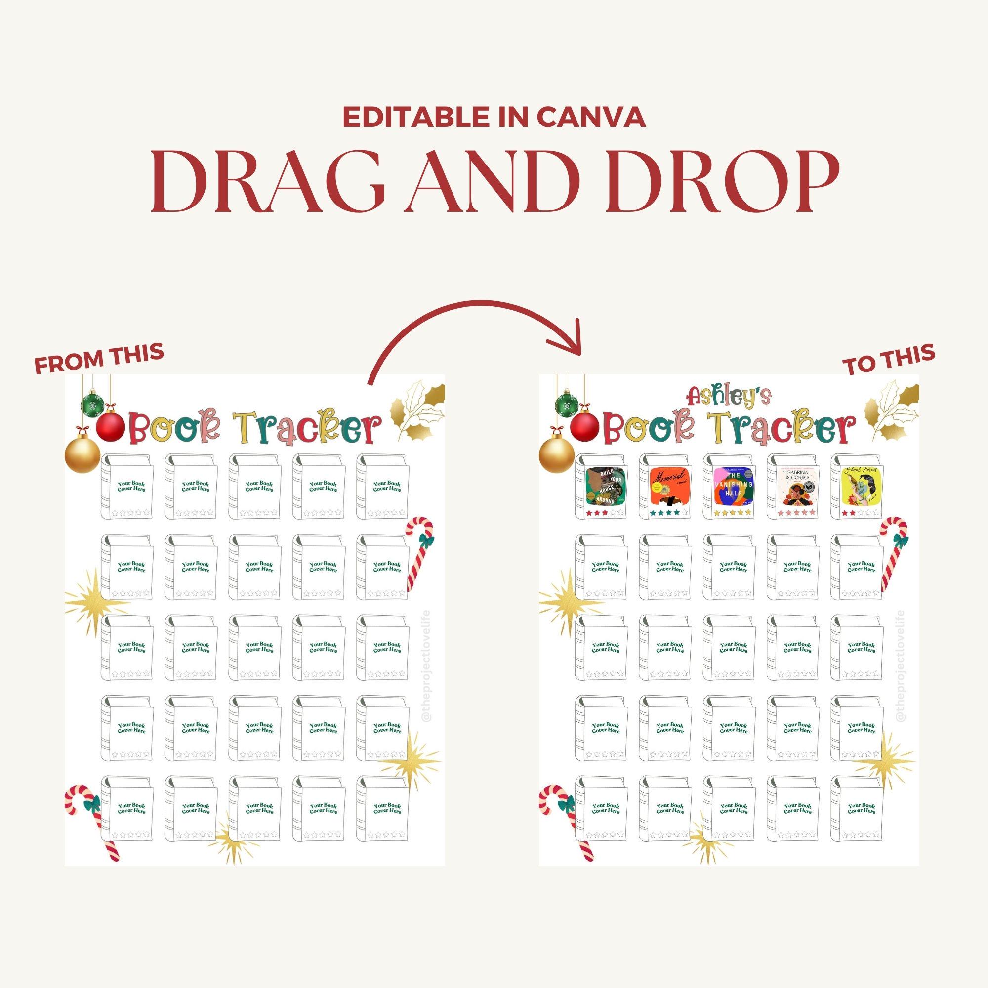 Digital Book Tracker Printable Christmas Theme Planner Page Book Club ...